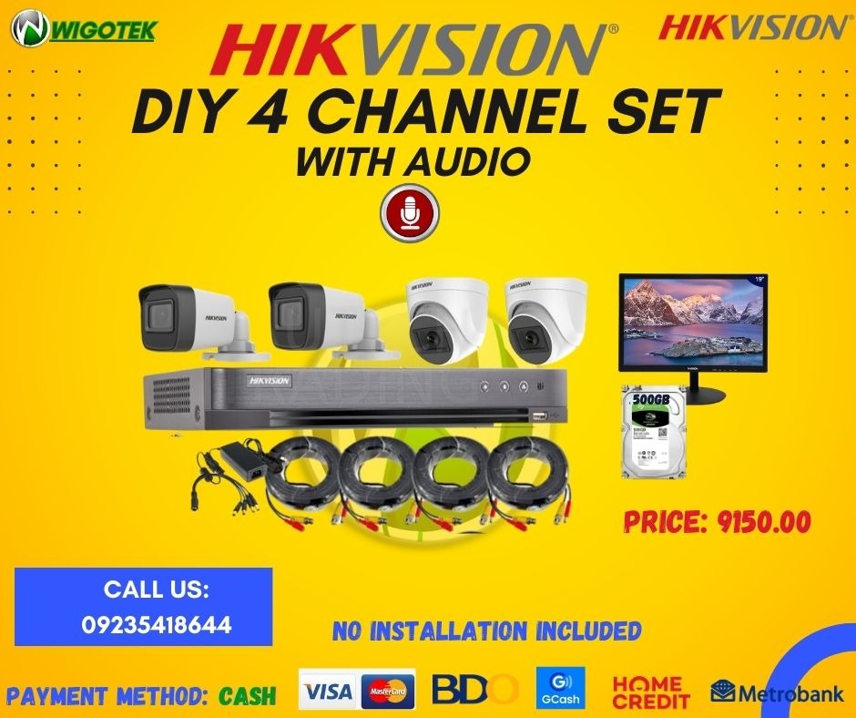 HIKVISION 4 CHANNEL KIT BASIC ANALOG WITH AUDIO, Furniture & Home ...