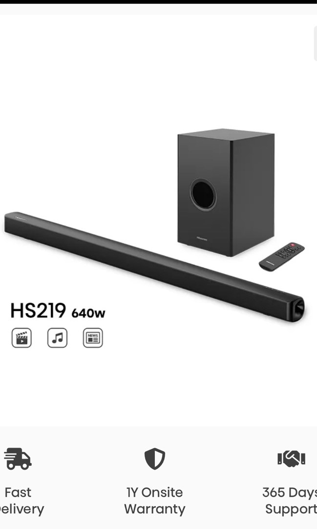 HISENSE 2.1 CH soundbar with wireless subwoofer, Audio, Soundbars ...