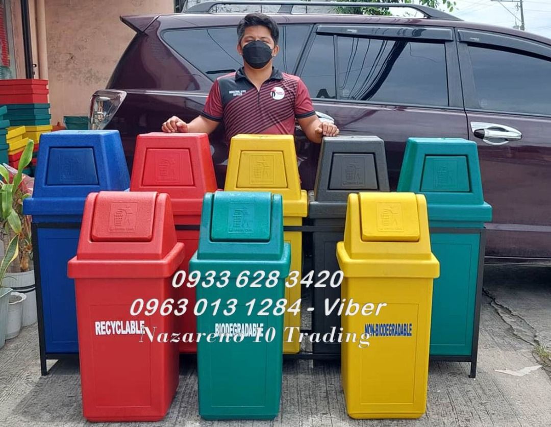 Hooded trash Bin Segregation Bin, Furniture & Home Living, Cleaning ...