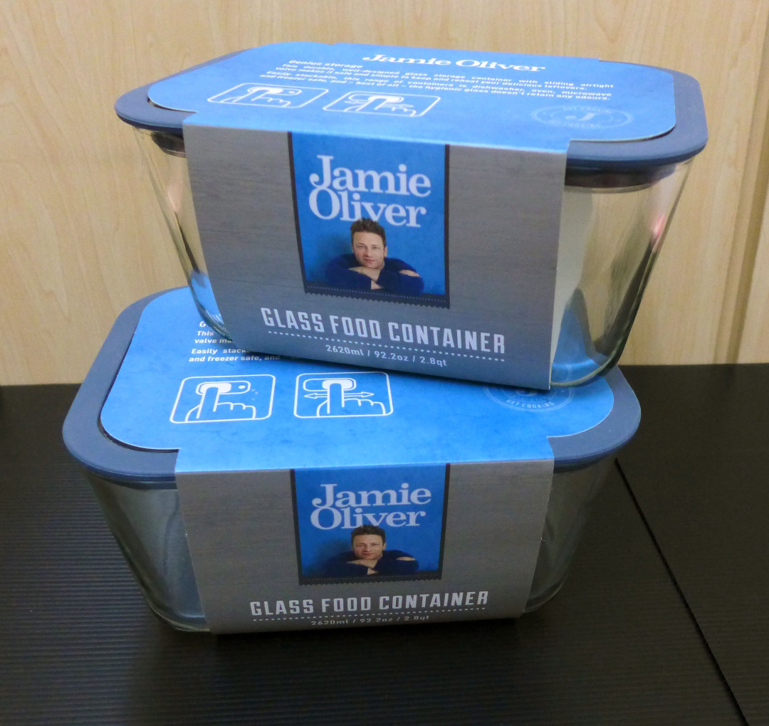 Jamie Oliver Glass Food Container 2620ml x 2 Unit, Furniture & Home ...