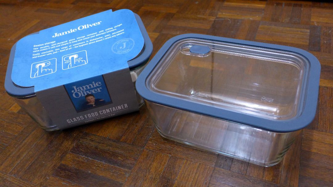 Jamie Oliver Glass Food Container 2620ml x 2 Unit, Furniture & Home ...