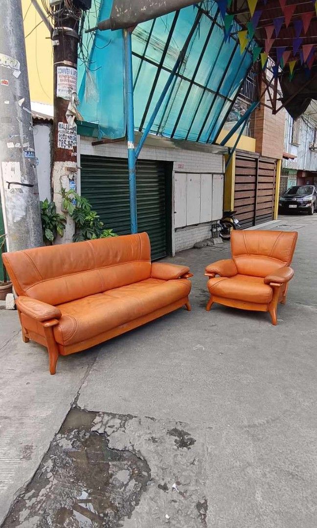 Japan origin sofa set Genuine Leather washable w/zipper, Furniture ...