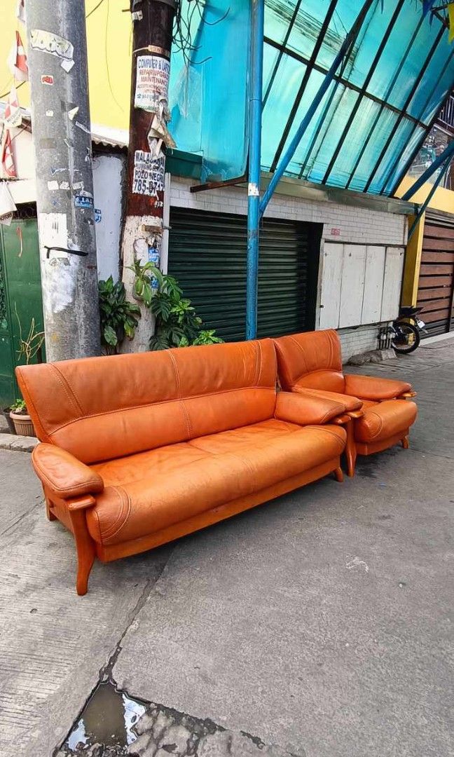 Japan origin sofa set Genuine Leather washable w/zipper, Furniture ...