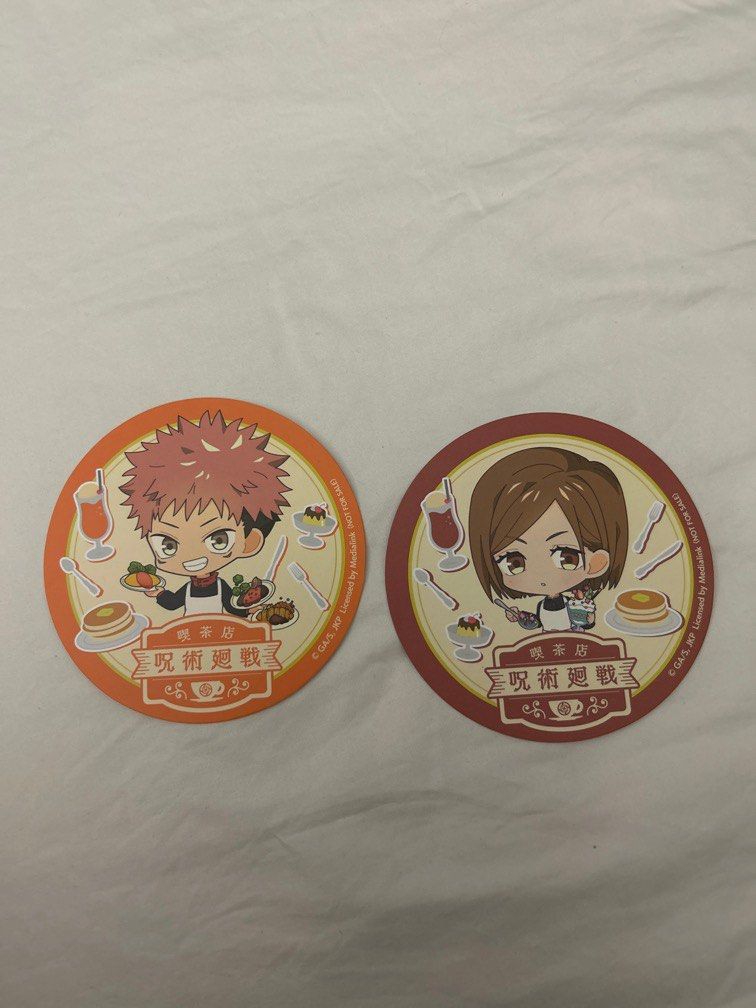 JJK Animate Cafe Coasters Itadori and Nobara, Hobbies & Toys, Toys ...