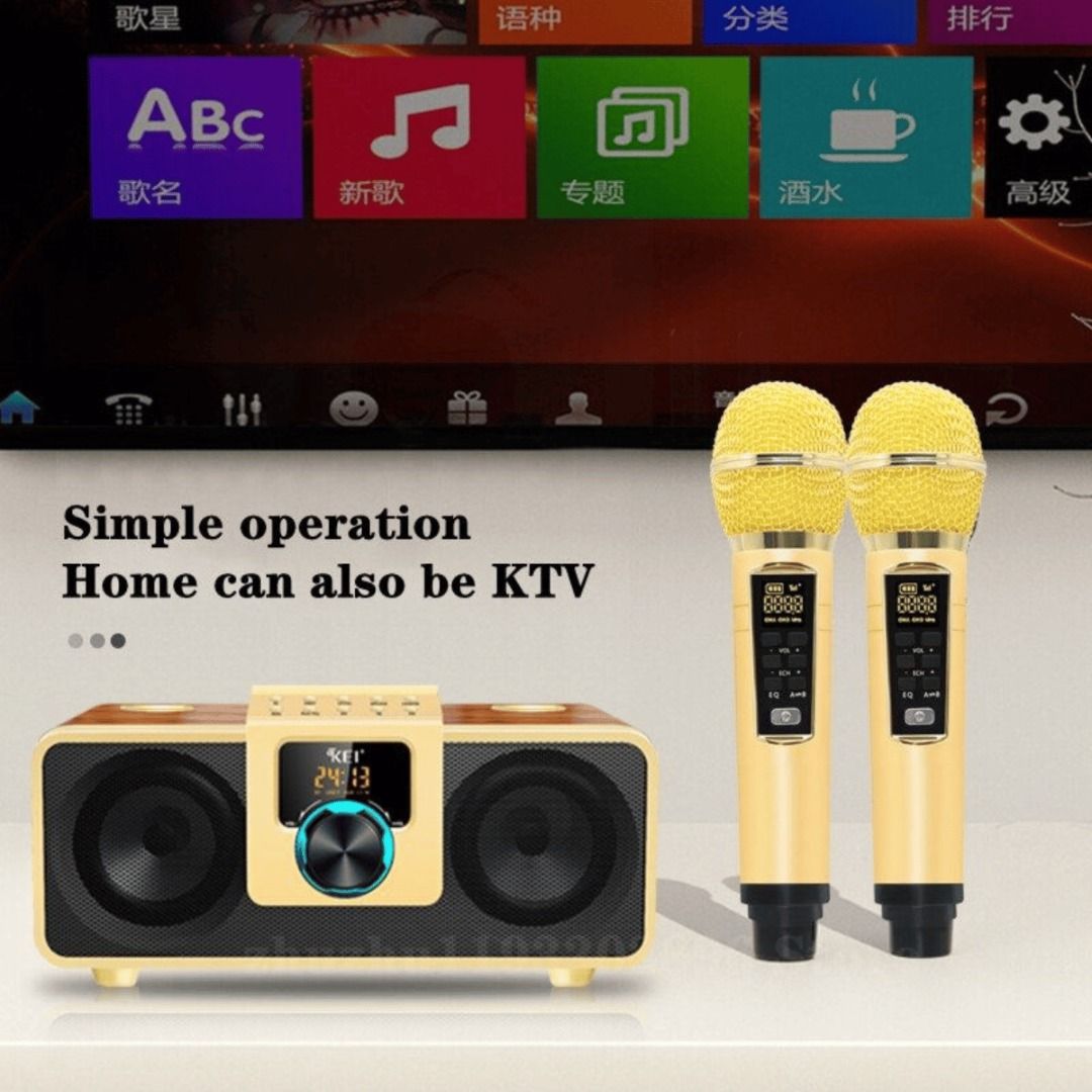 Kei K08[SG] Dual Bluetooth Wireless Microphones Karaoke Set, Audio ...