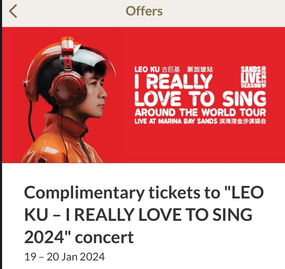Leo Ku 古巨基 concert ticket 1 ticket left, Tickets & Vouchers, Event ...
