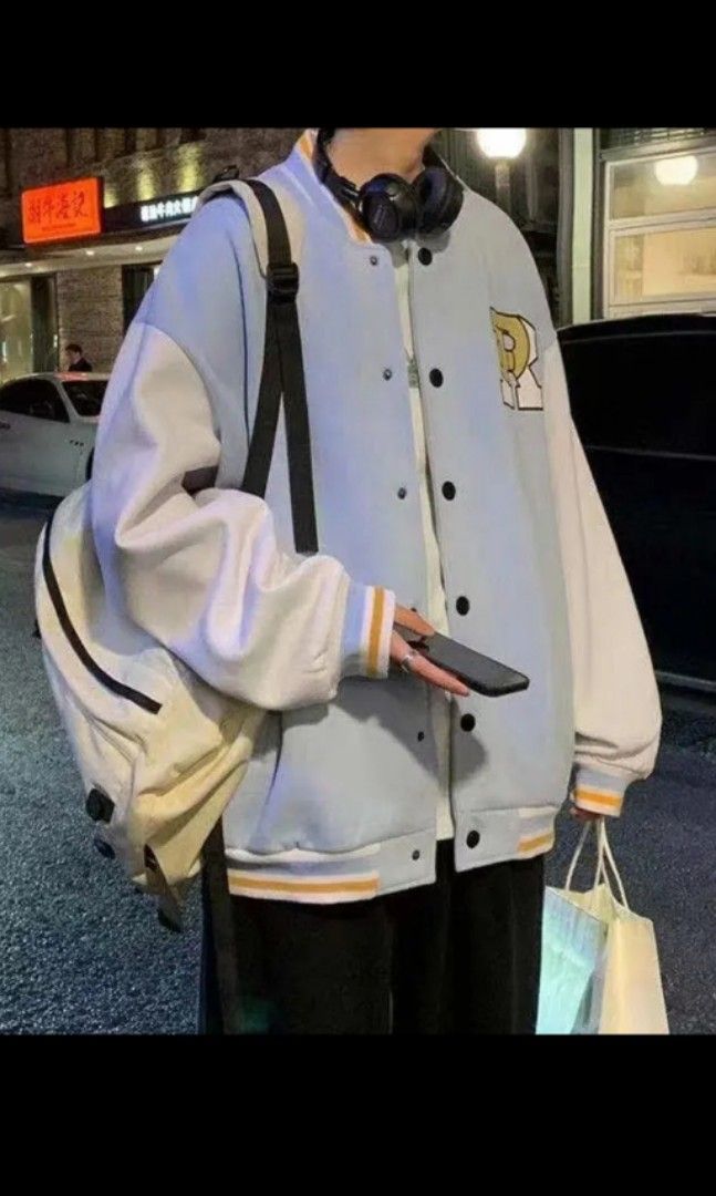 LETTER R varsity / Pastel blue varsity jacket / plus size varsity ...