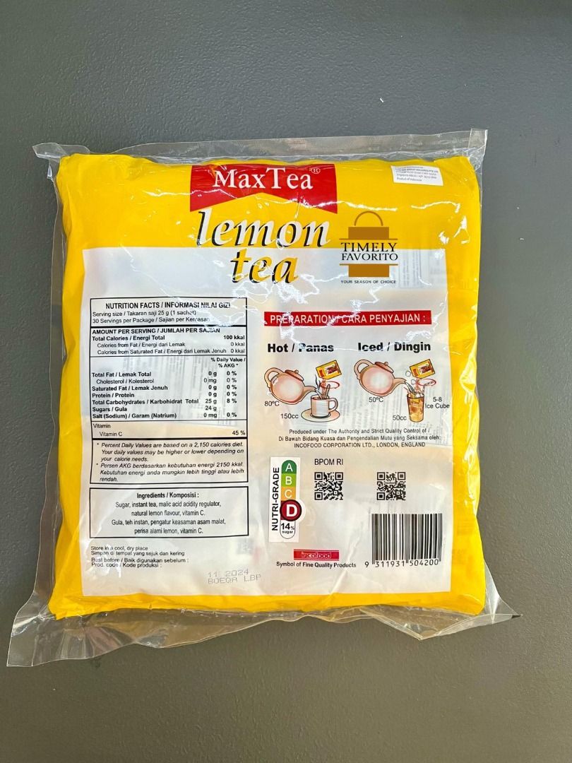 Max Tea Lemon Tea 750g (30 sachet), Food & Drinks, Beverages on Carousell