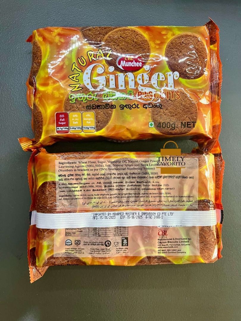Munchee Natural Ginger Biscuits Flavored 400g, Food & Drinks, Packaged ...