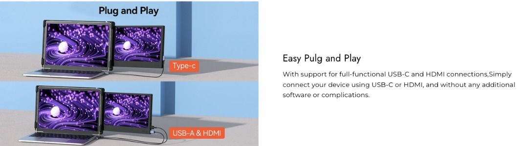 OFIYAA P1 Dual-Screen 12 inches Extender Portable Monitor for Laptop ...