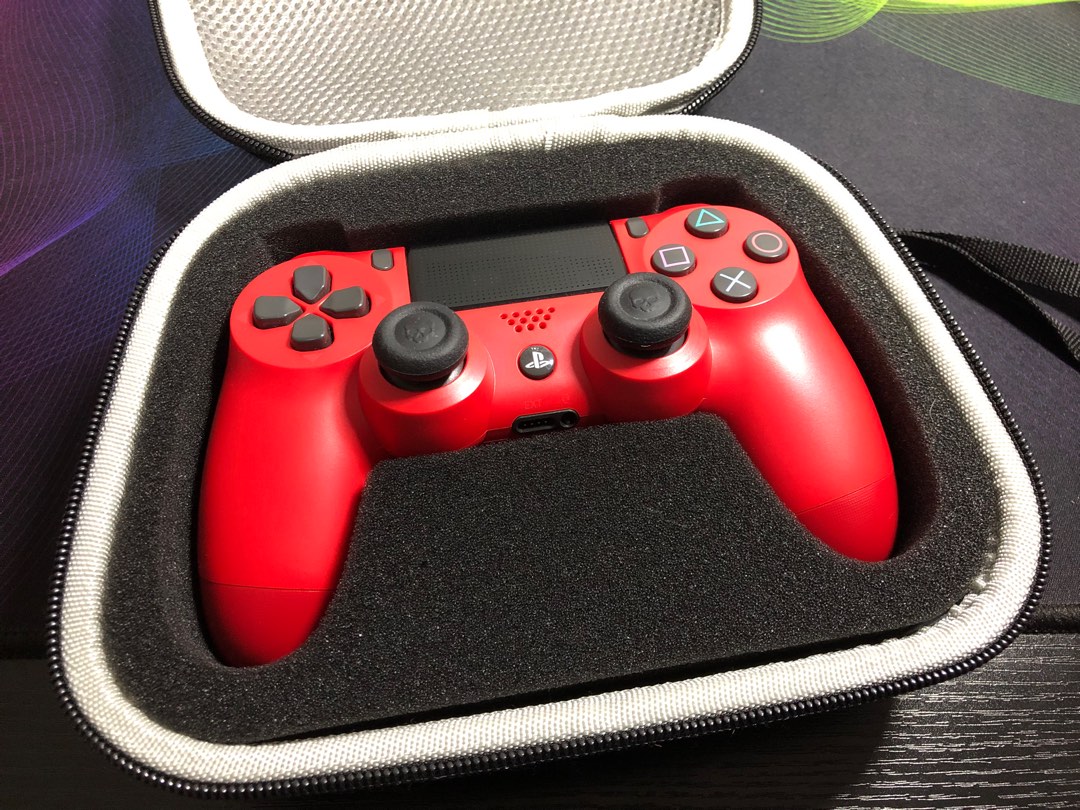 Original PS4 Dualshock 4 Controller (Magma Red) with hard case and ...