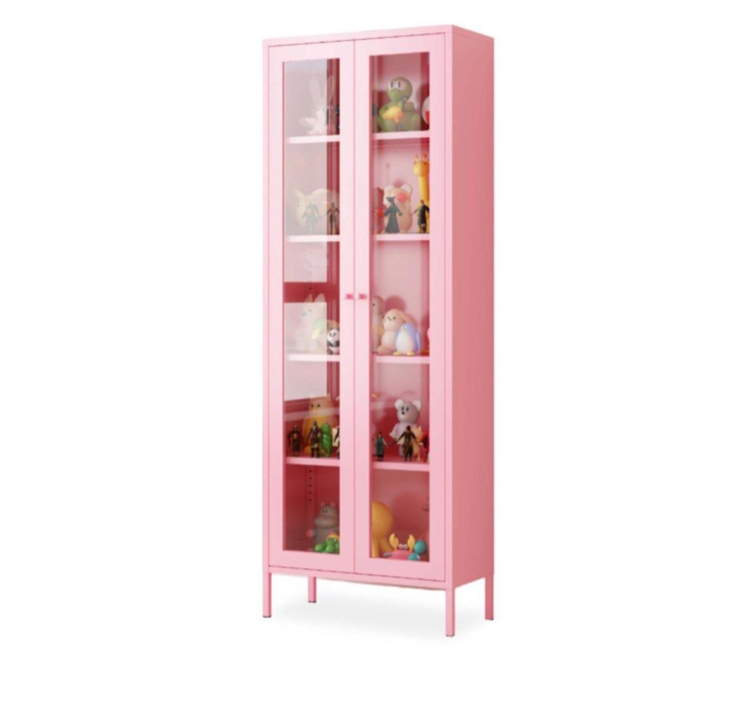 Pink display cabinet glass door, Furniture & Home Living, Furniture ...