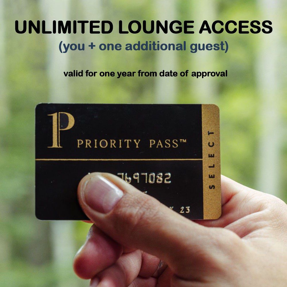 PRIORITY PASS UNLIMITED Airport Lounge Access for Cardholder + 1 Guest ...