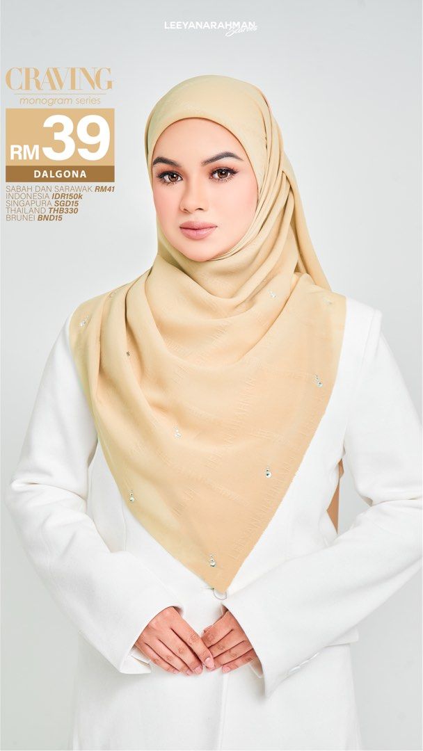 Leeyanarahman Square Hijab Monogram Series Ready Stock , Women's ...