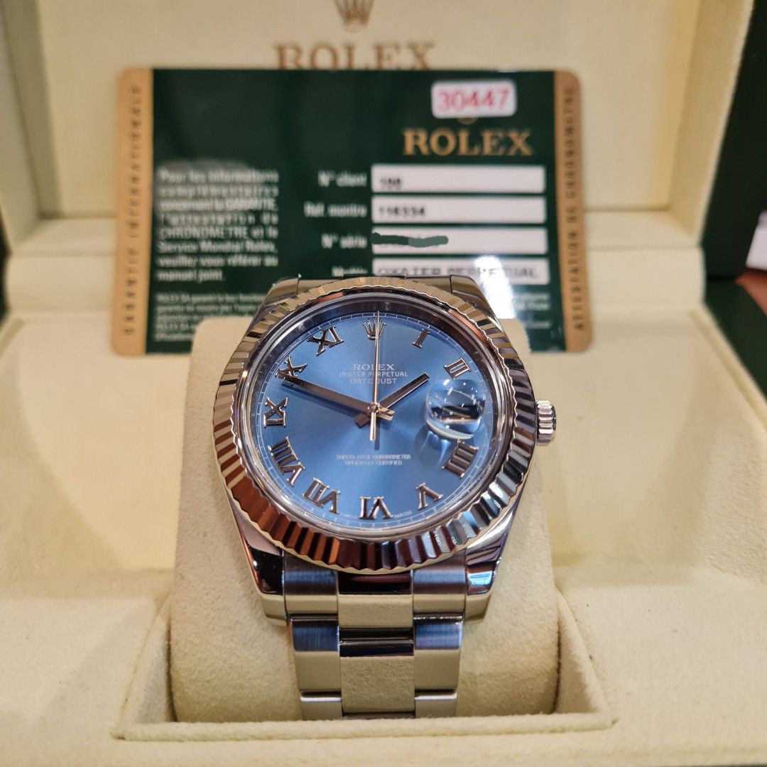Rolex Datejust 116334 Blue Roman, Luxury, Watches on Carousell