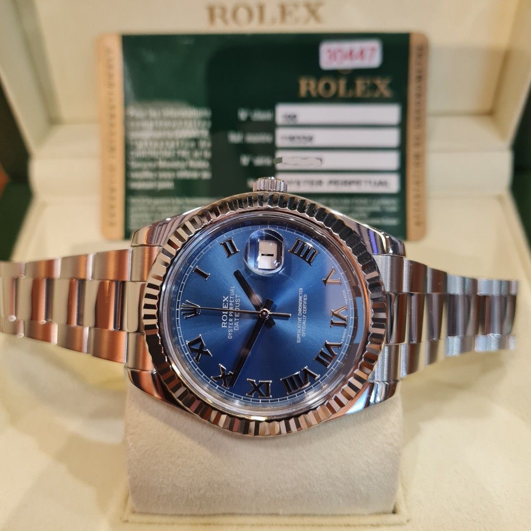 Rolex Datejust 116334 Blue Roman, Luxury, Watches on Carousell