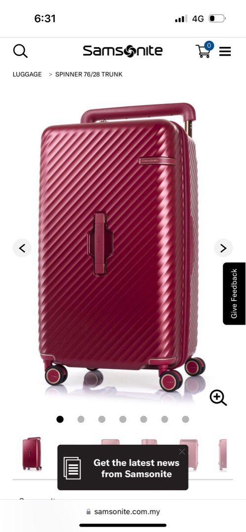 Samsonite Stem Spinner 76/28 Trunk, Hobbies & Toys, Travel, Luggage on ...