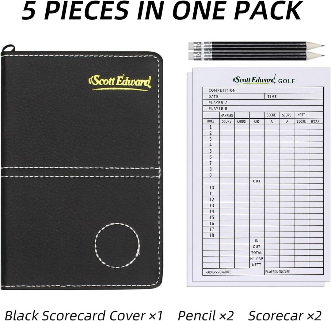Scott Edward Golf Scorecard Cover Leather Scorecard Holder Statistic ...