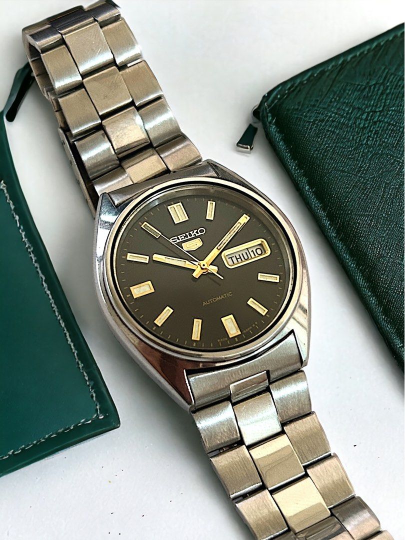 Seiko 5 “Oyster Precision” Homage Black Sunburst Dial Day Date 1984 ...