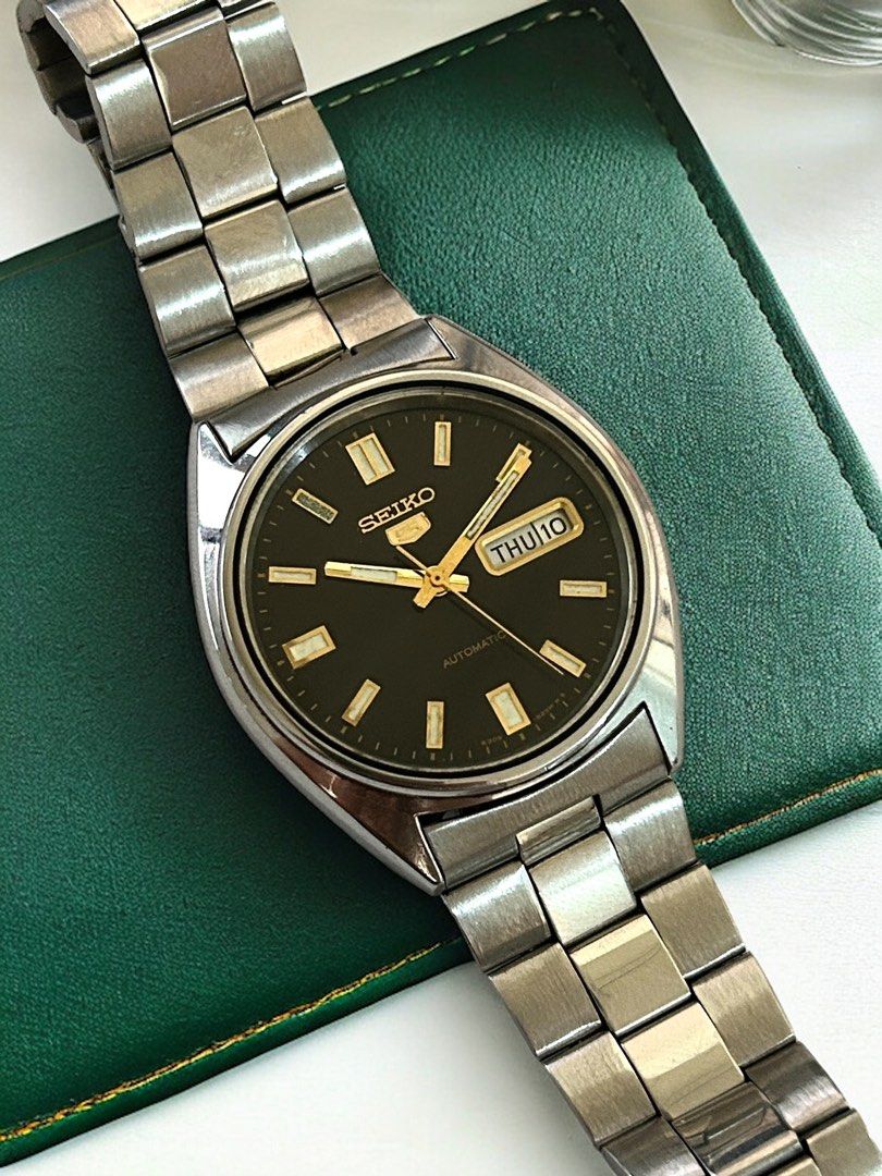 Seiko 5 “Oyster Precision” Homage Black Sunburst Dial Day Date 1984 ...