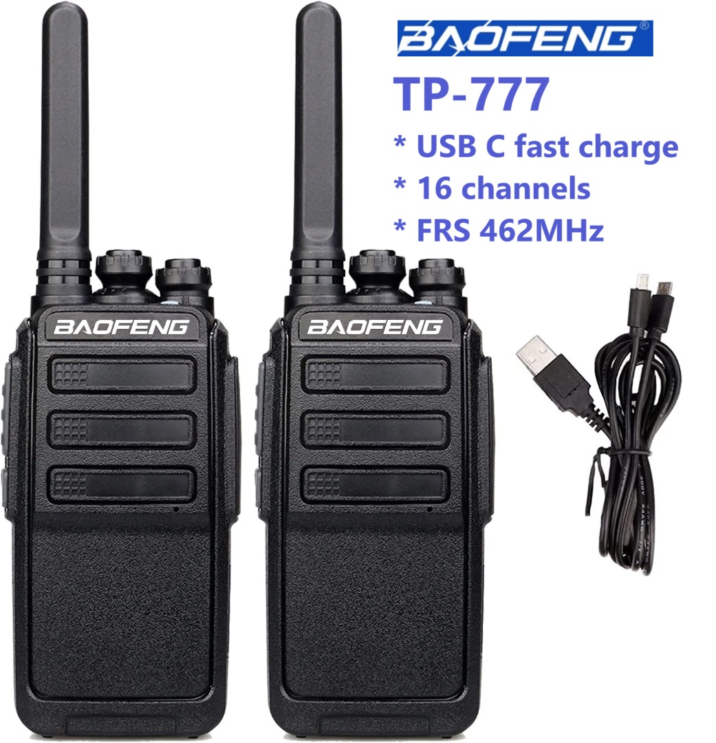 Singapore stock, 2pcs Baofeng TP-777 USB C fast charge USB-C port, 5W FRS 462MHz Export set ...