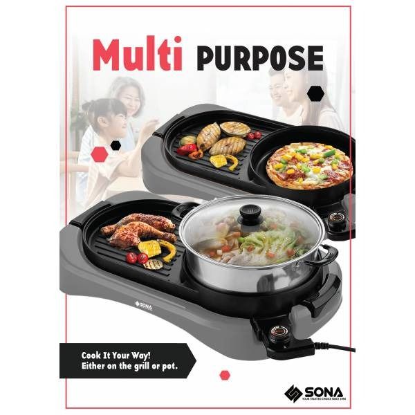 Sona Electric Steam Boat with BBQ Grill SHG 2752, TV & Home Appliances ...