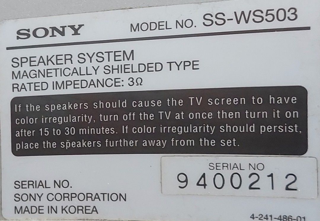 Sony sub and speaker model# SS-WS503, Audio, Soundbars, Speakers ...