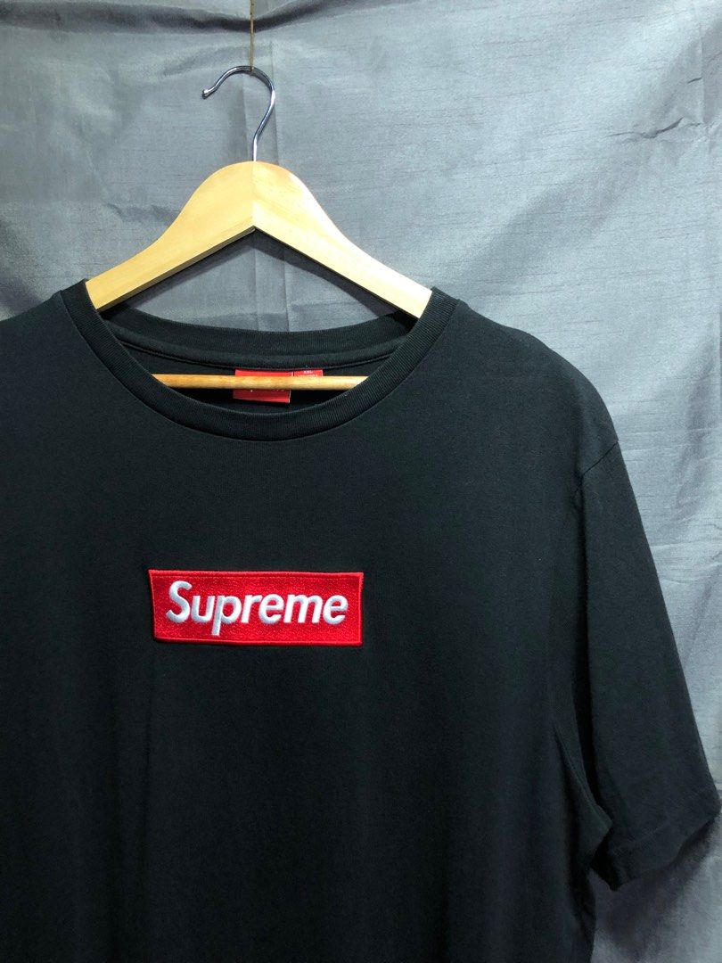 SUPREME BOX LOGO BLACK TEE, Luxury, Apparel on Carousell
