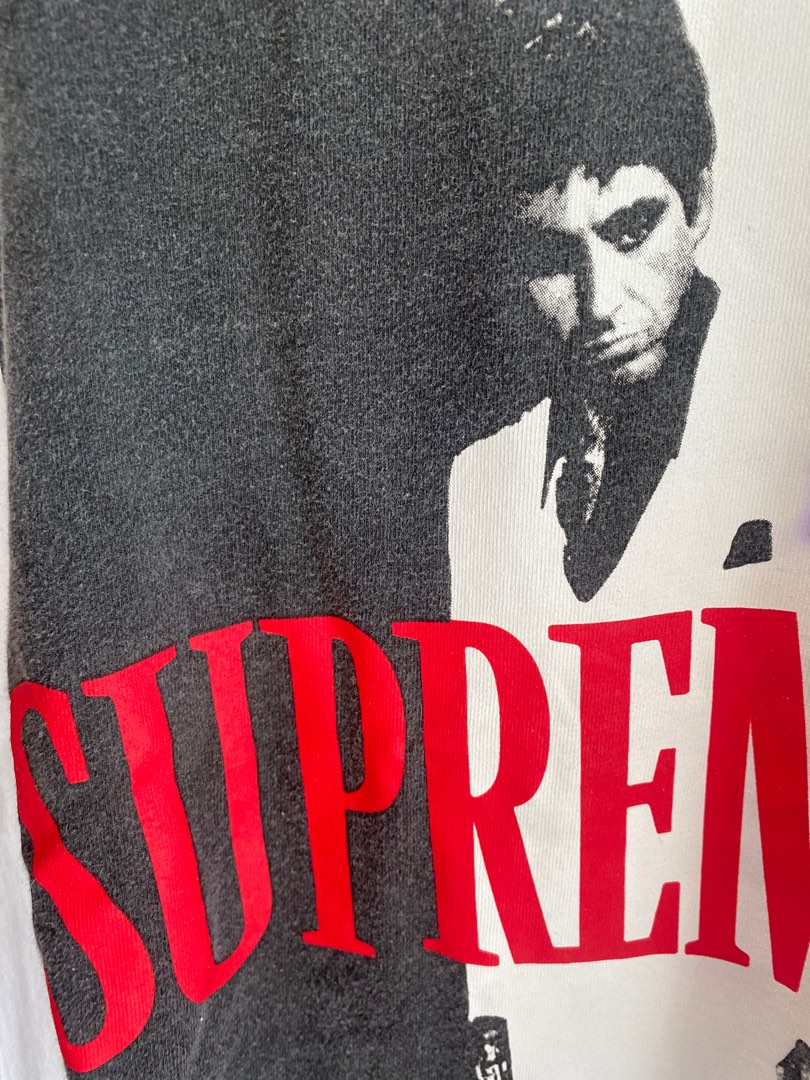 Supreme Scarface Split Tee (FW17) White, Men's Fashion, Tops & Sets ...