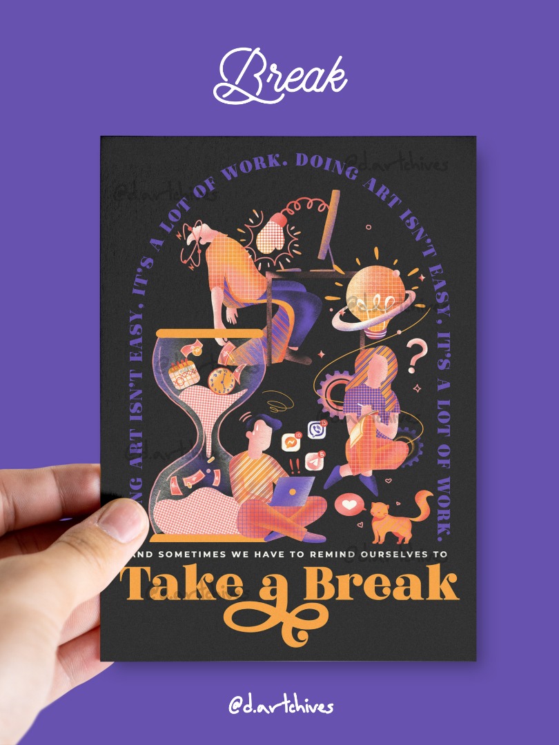 Take a Break Art Print - black | Illustrated Artwork Decoration | Size ...