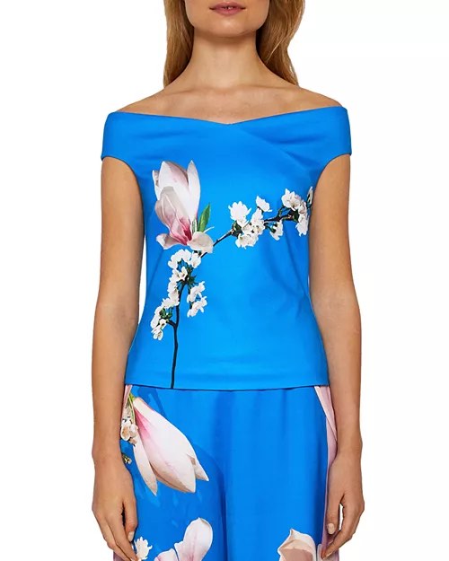 Ted Baker London Harmony Floral Bardot Top, Women's Fashion, Tops ...