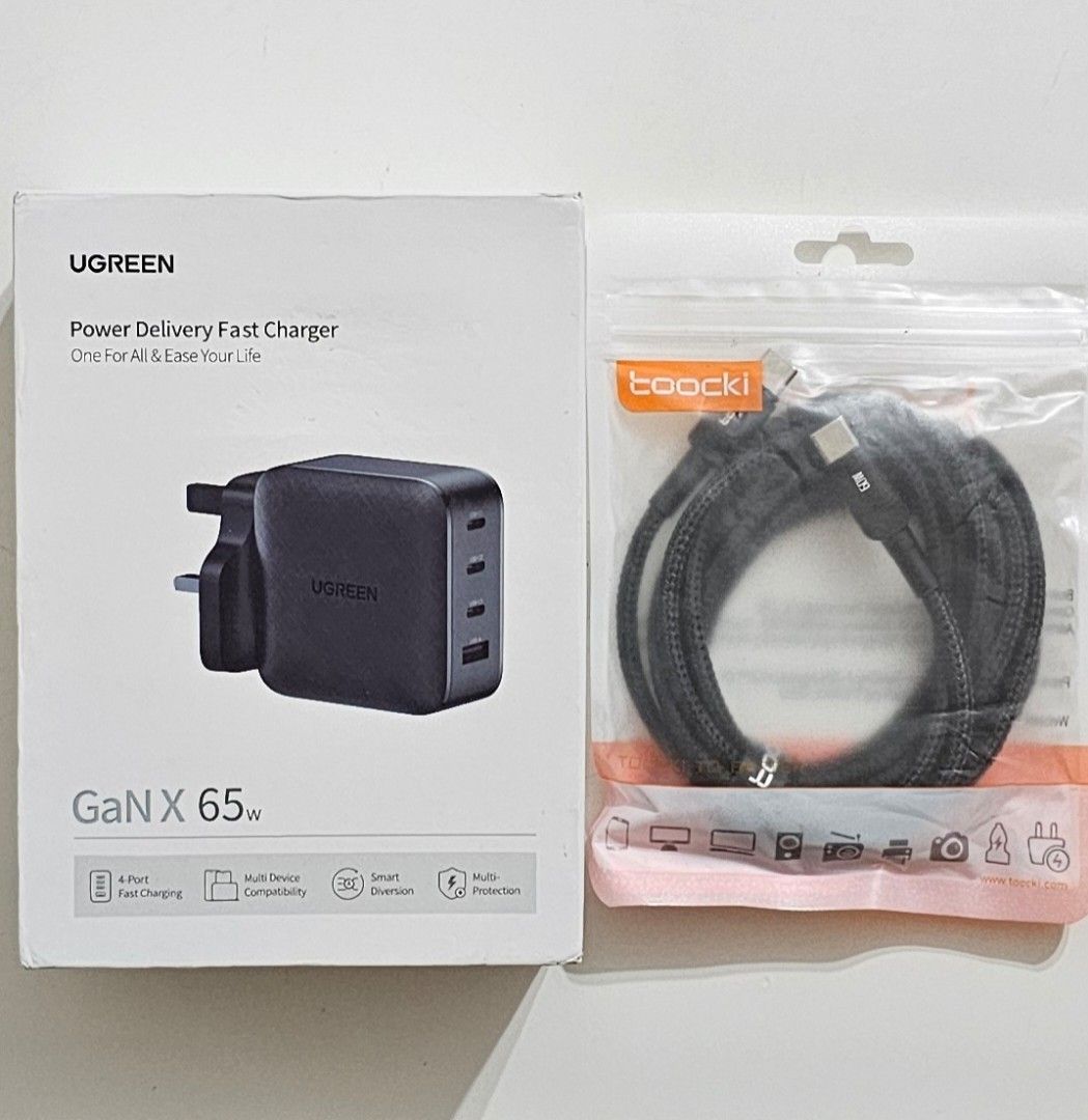 UGREEN GaN X 65W Power Delivery Fast Charger + Toocki 2M Type C-C 60W ...
