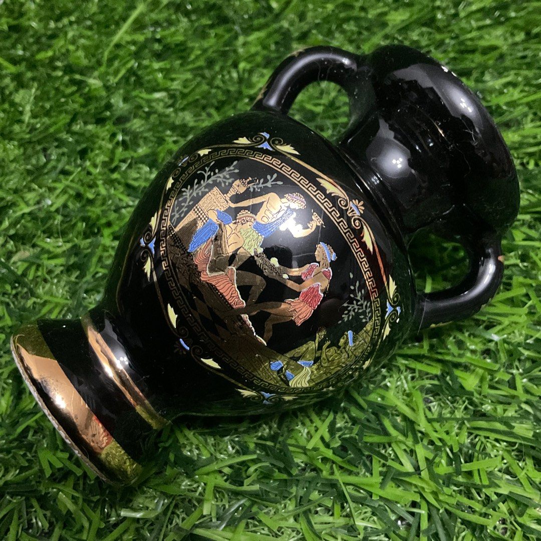 Vintage Adis 24k Handmade Greek Greece Gold Black Ceramic Mini Vase ...