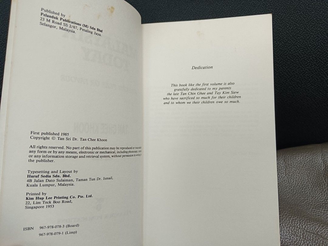 Vintage book Buku lama Malaysia today by tan chee khoon 1985, Hobbies ...