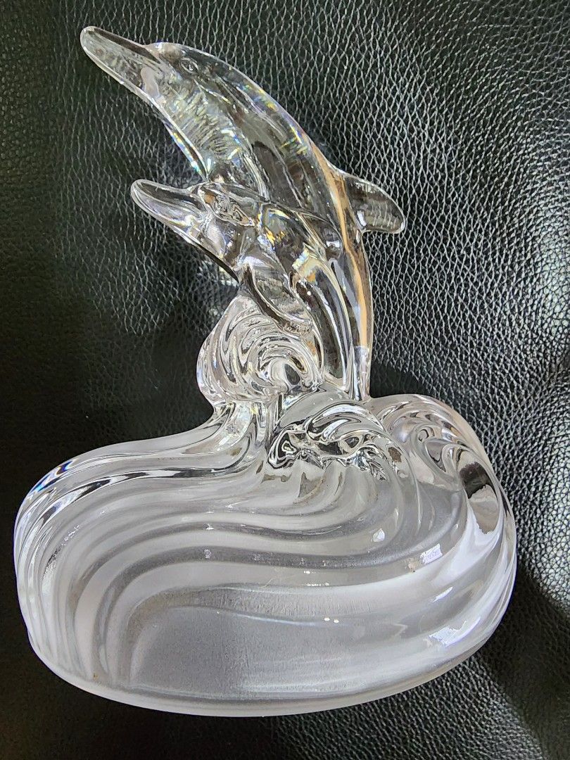Vintage RCR Royal Crystal Rock 24% Italian Lead Crystal leaping Dolphin ...
