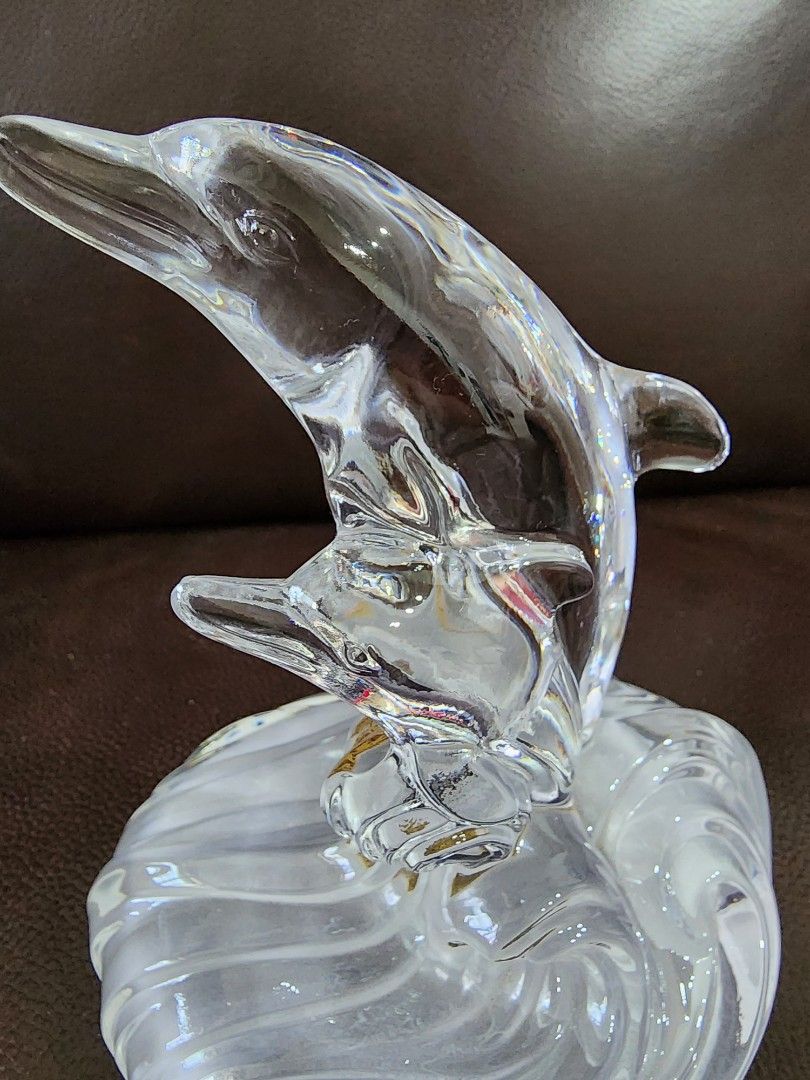 Vintage RCR Royal Crystal Rock 24% Italian Lead Crystal leaping Dolphin ...