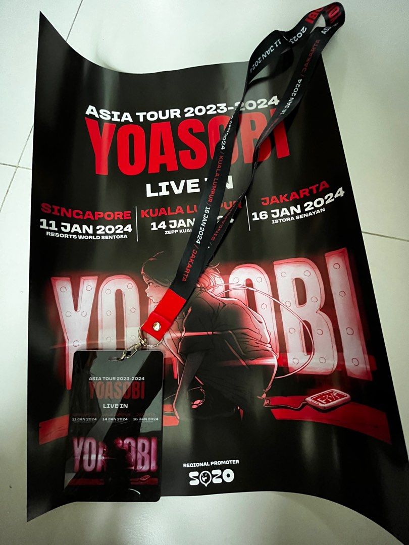YOASOBI SINGAPORE CONCERT Exclusive Cat1 ONLY VIP Lanyard and Poster ...