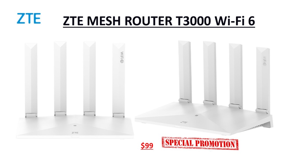 ZTE MESH ROUTER T3000 Wi-Fi 6, Computers & Tech, Parts & Accessories ...