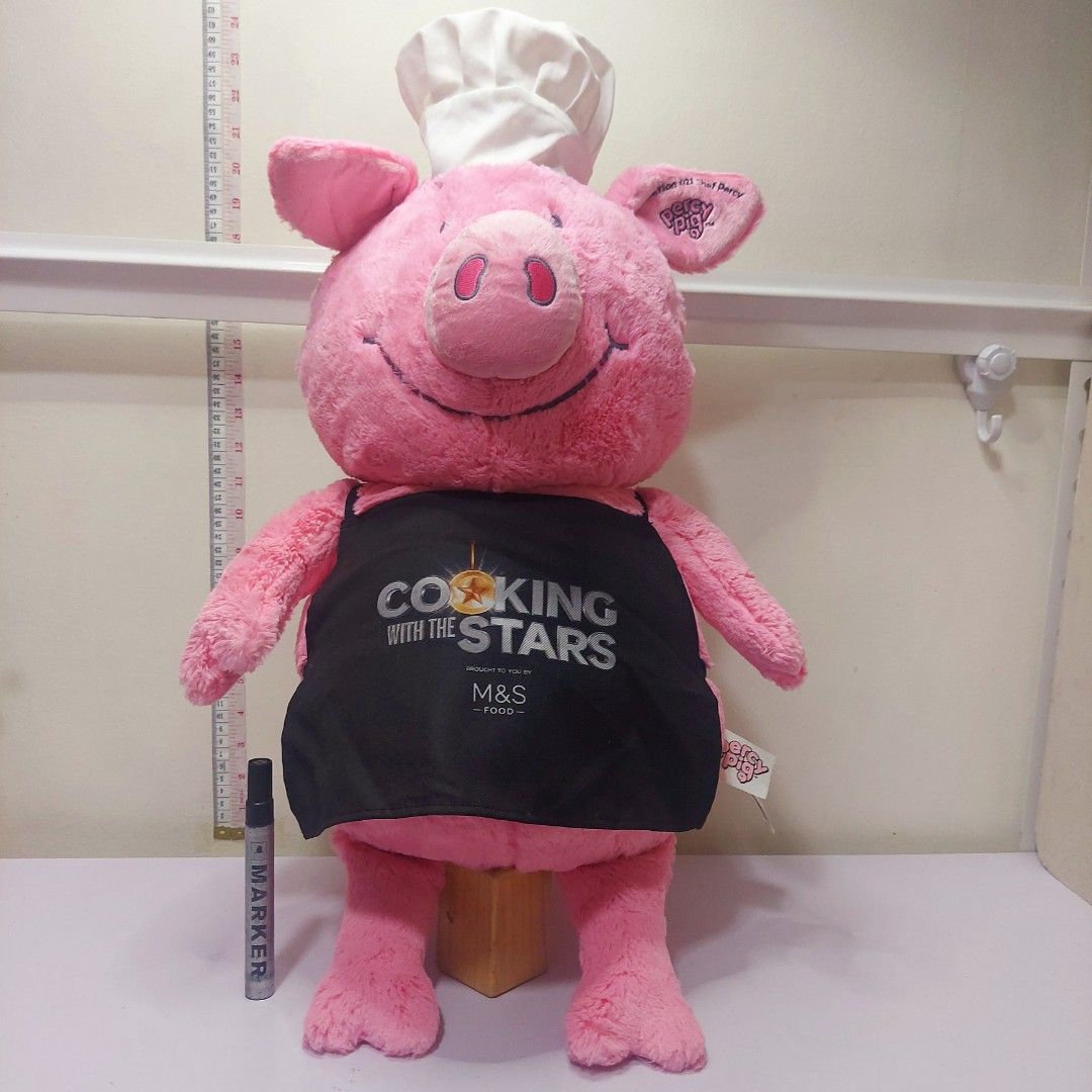 [60cm] M&S Percy Pig Chef Limited Edition Soft Toy Plush Cooking With ...