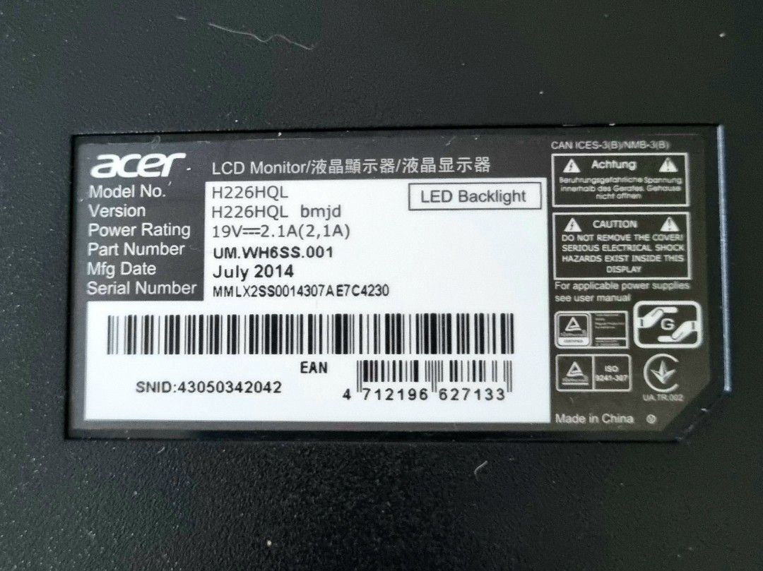 Acer 21.5 inch Monitor, Computers & Tech, Desktops on Carousell