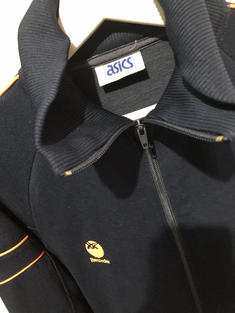 Asics navy blue with orange lining jacket, Men's Fashion, Coats ...
