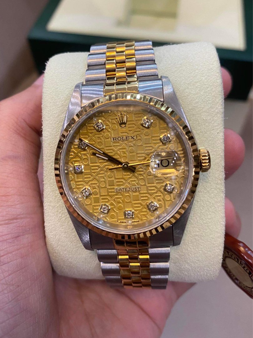 AUTHENTIC ROLEX DATEJUST GOLD COMPUTER FACE WITH DIAMONDS TWO-TONED ...