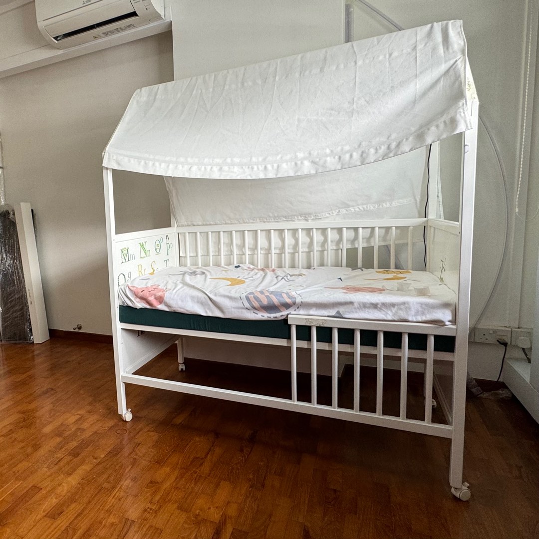 Beblum House Cot adjustable height convertible, Babies & Kids, Baby ...