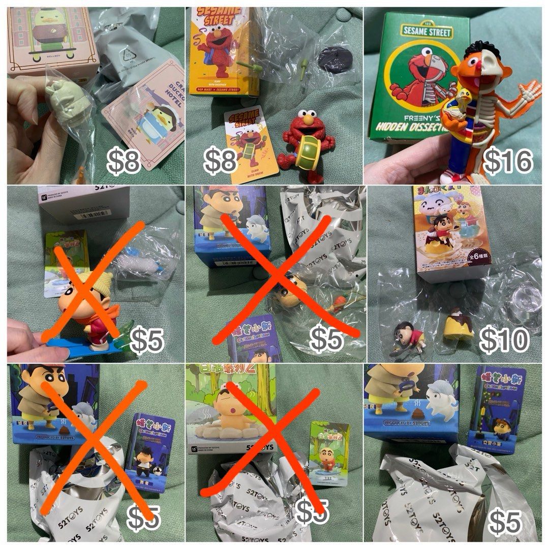 Blind box pop mart shin Chan rement Elmo Sesame Street, Hobbies & Toys ...