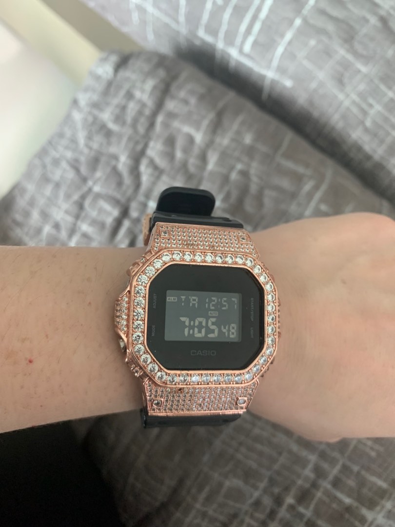 Bling Bling Casio Watch Black with Rose Gold, Women's Fashion, Watches ...