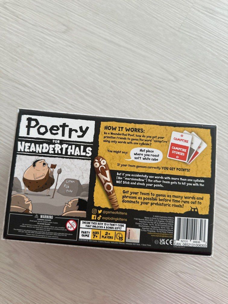 Card game poetry for Neanderthals, Hobbies & Toys, Toys & Games on ...