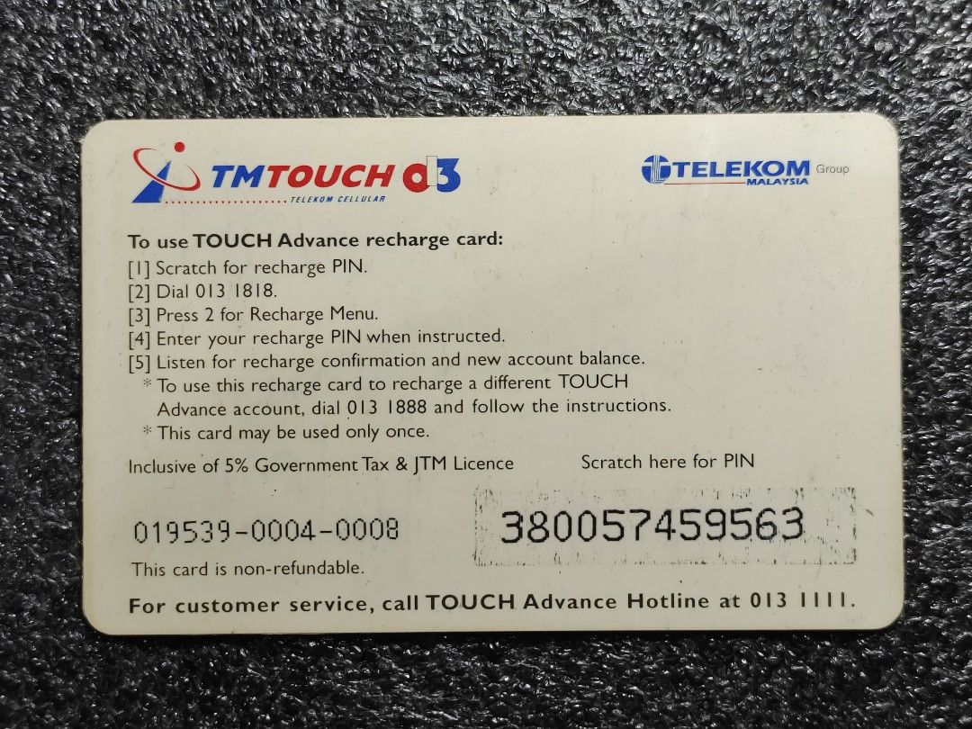 Celcom TOUCH advance RM50 Prepaid Used Reload Card, Hobbies & Toys ...