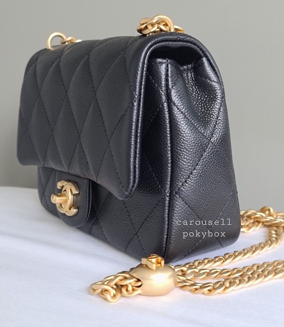 CHANEL 24P Caviar 20cm Sweetheart Heart Pearl Crush Mini( not 23P 24C ...