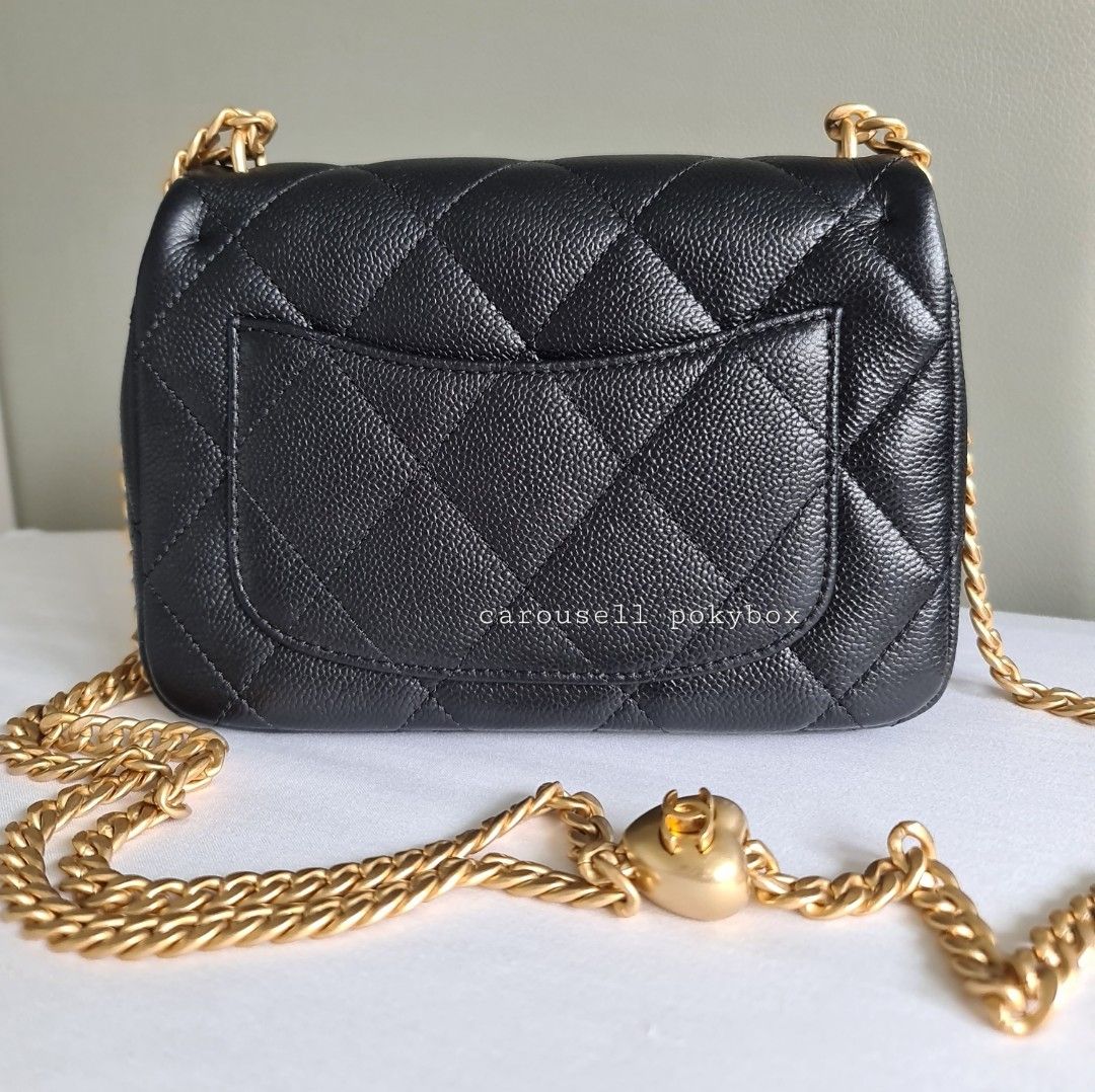 CHANEL 24P Caviar 20cm Sweetheart Heart Pearl Crush Mini( not 23P 24C ...