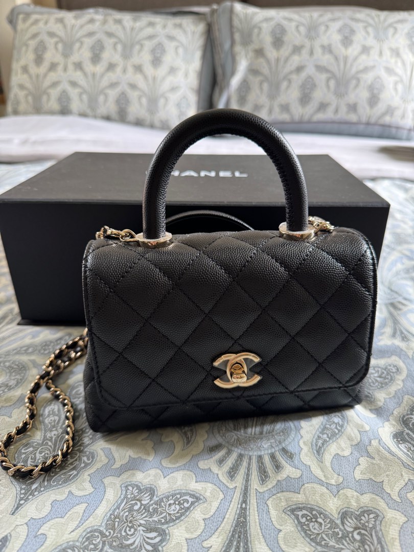 Chanel Black Mini Coco Handle, Luxury, Bags & Wallets on Carousell